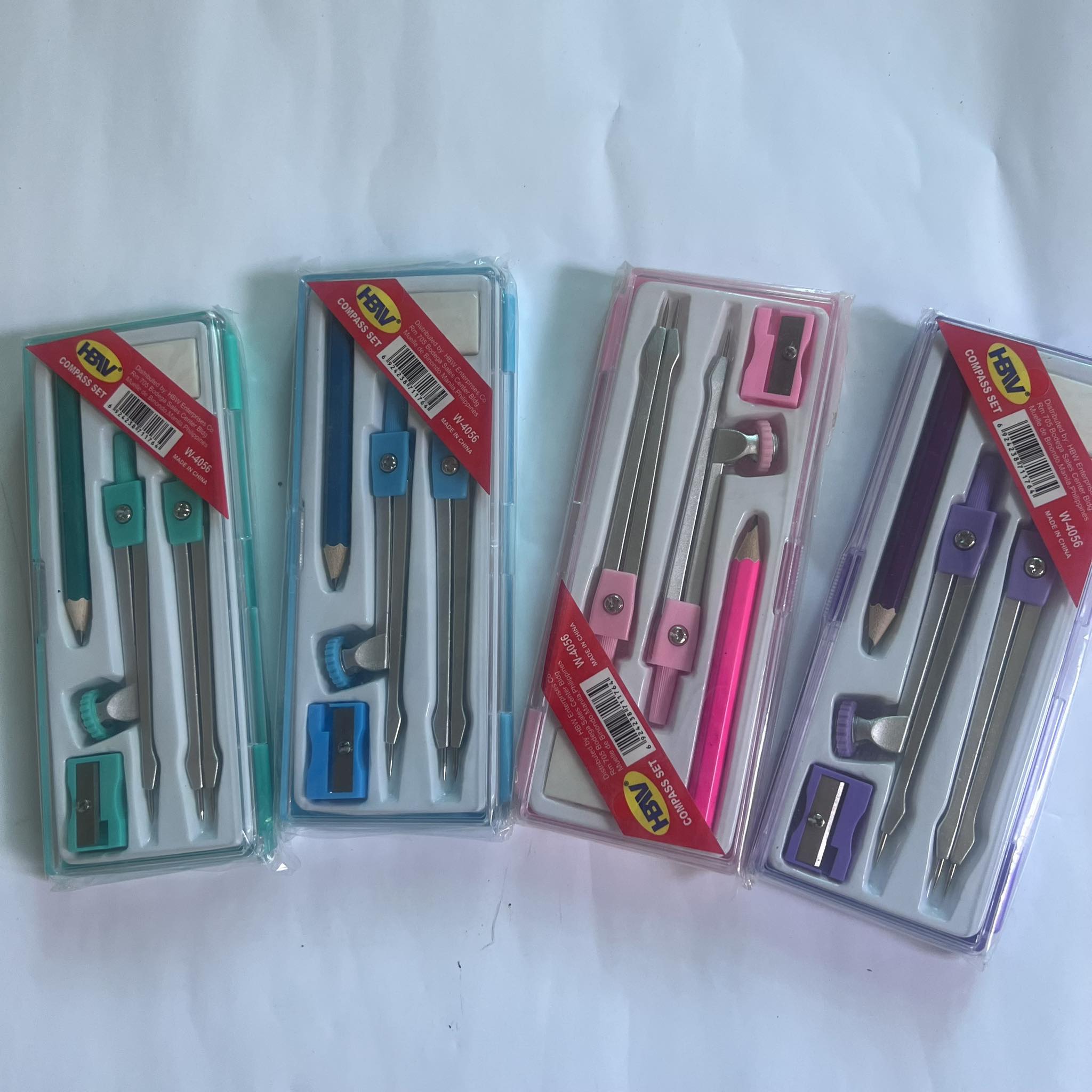 HBW COMPASS SET W-4056 with Eraser, Pencil and sharpener (SOLD PER SET ...