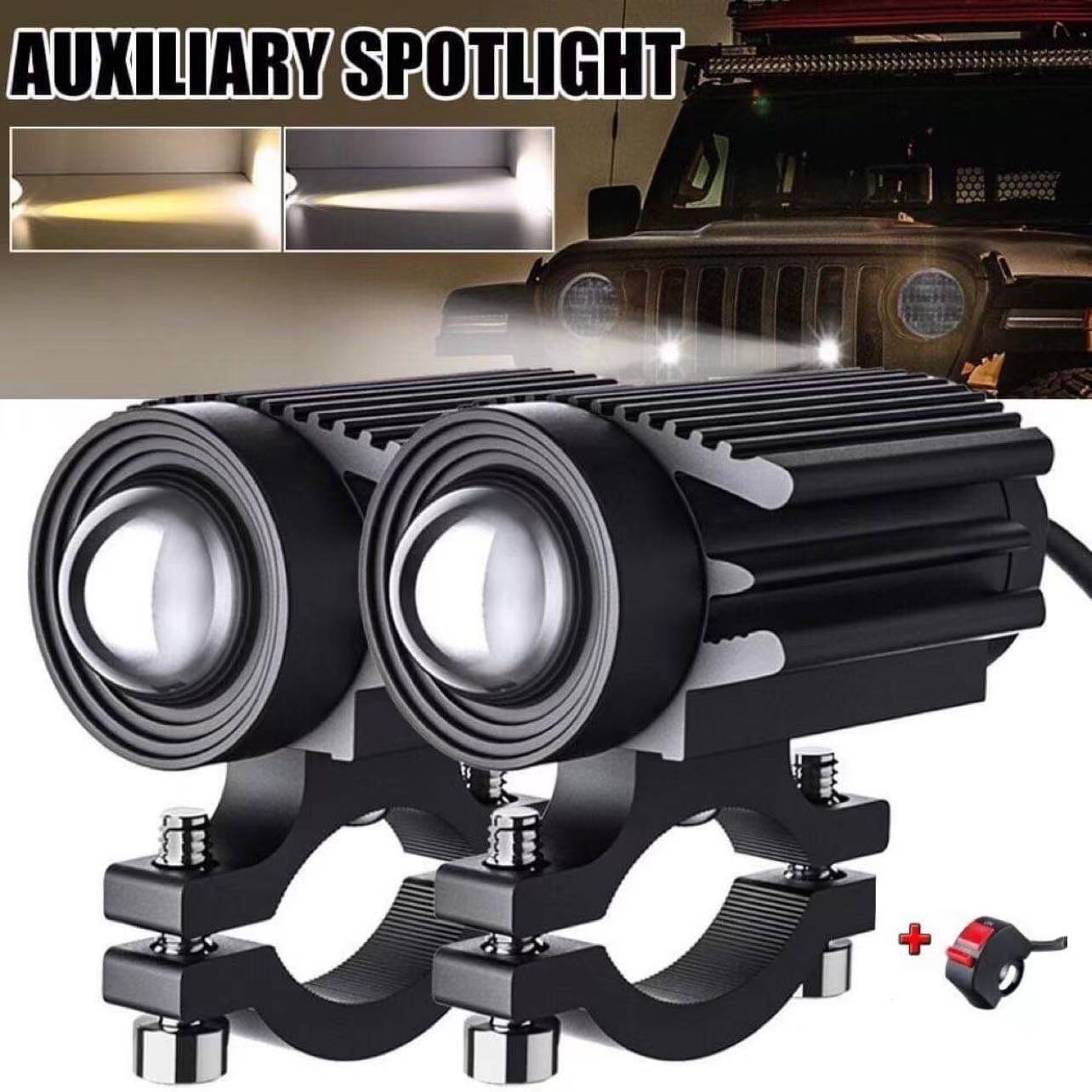 6LED Motorcycle Work Light External Spotlight Auxiliary Lamp 6000K ...