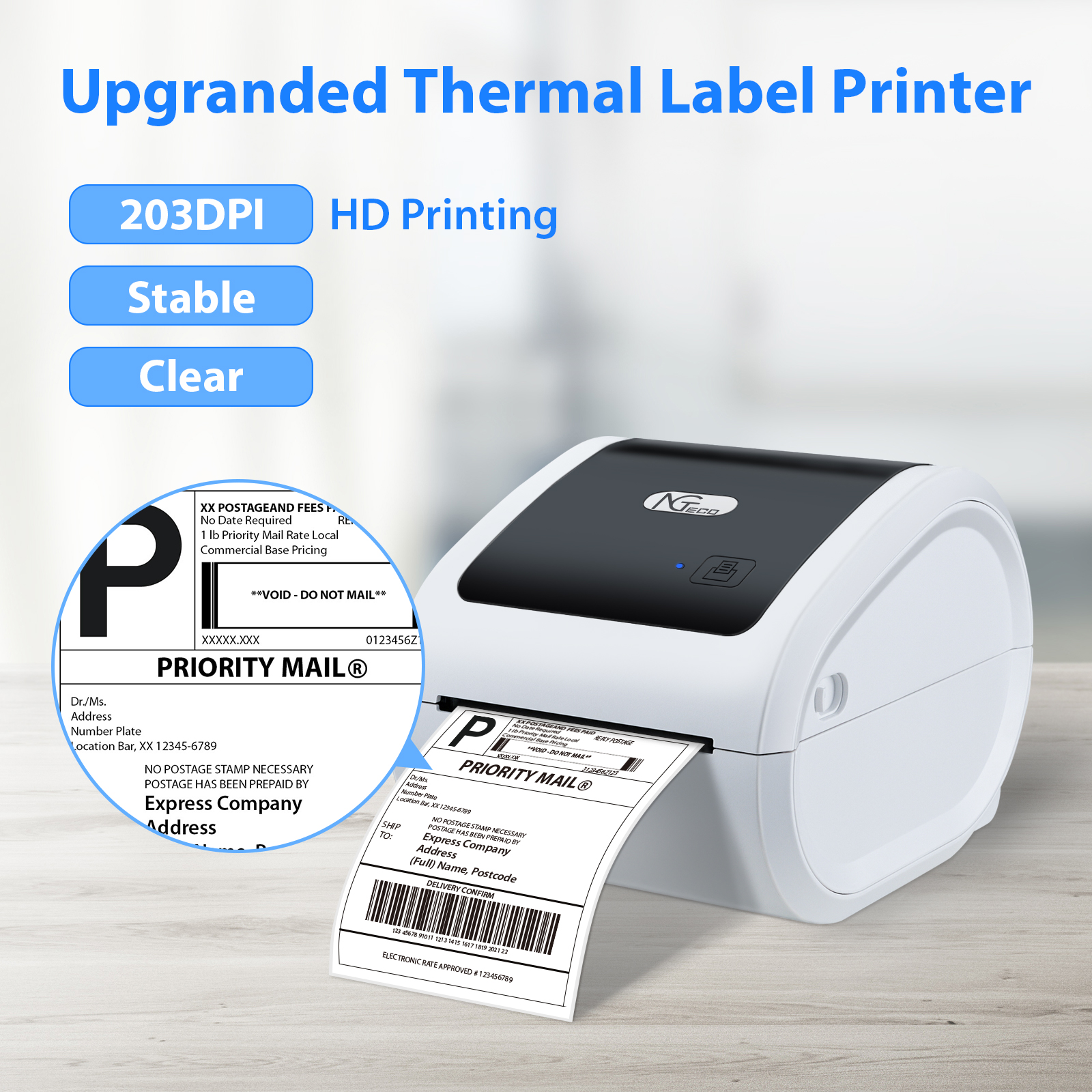 NGTeco Thermal Printer HD Blue/tooth Label Printer APP/PC Software For ...