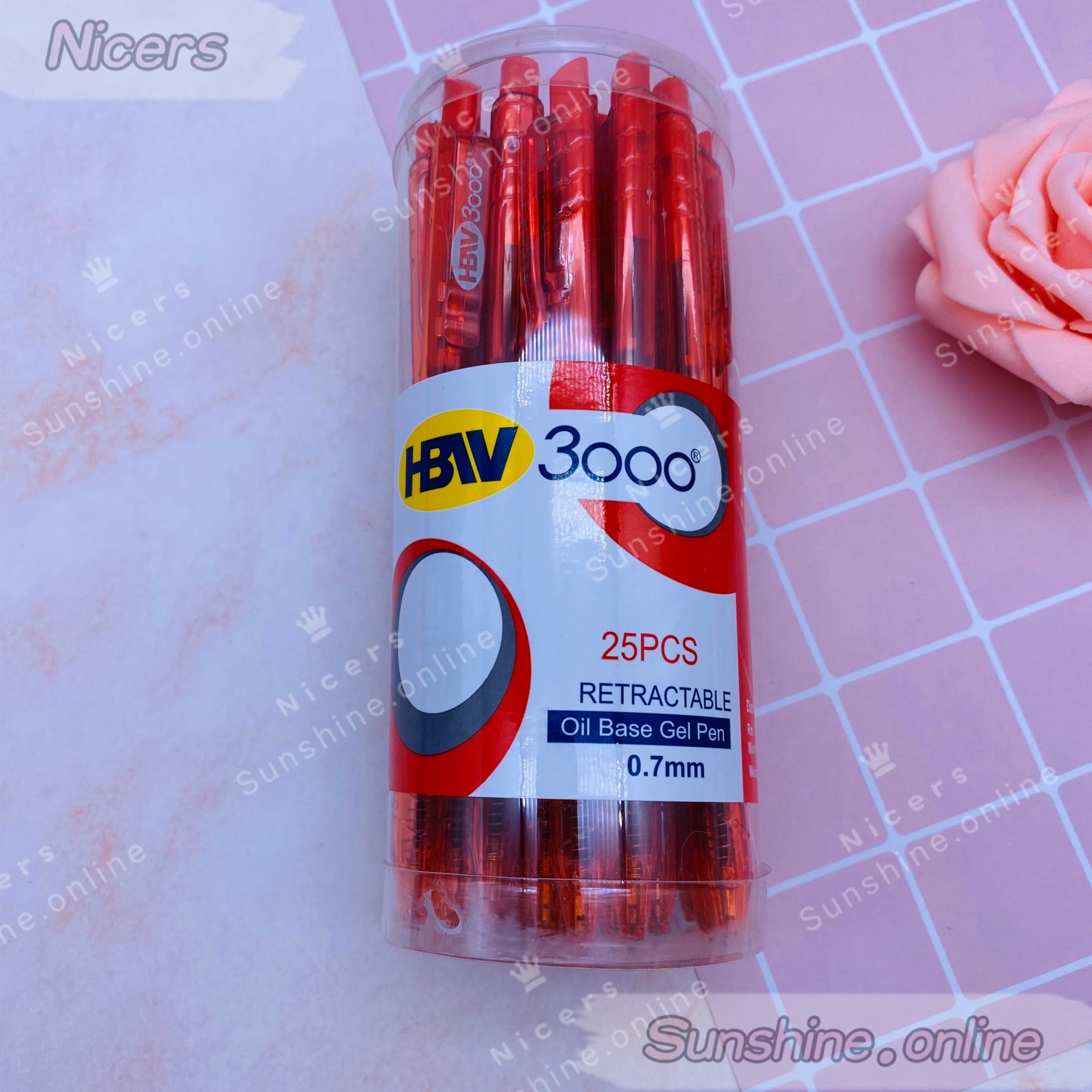 Original HBW #3000 Retractable oil Base gel pen ball pen 0.7MM 25pcs ...