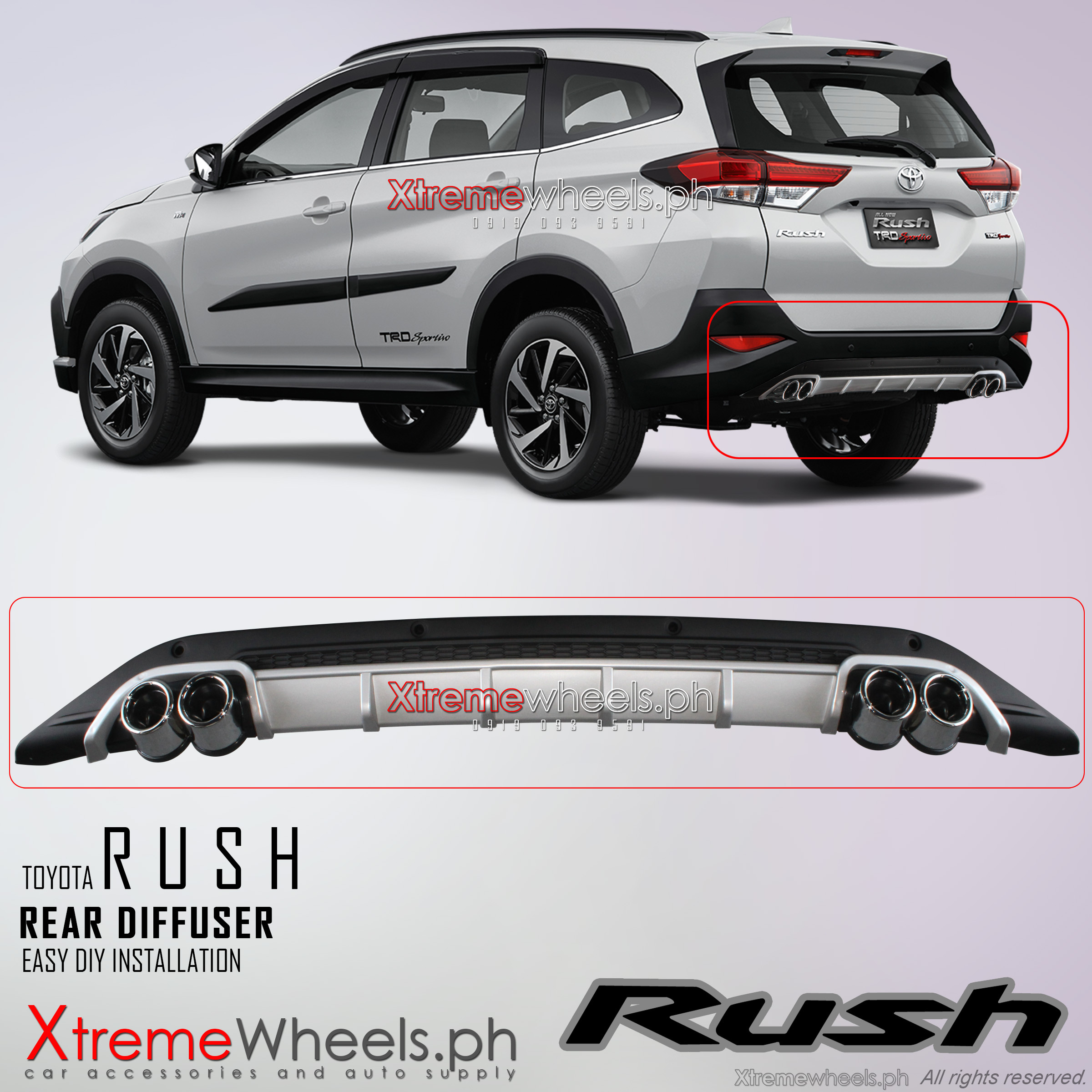Toyota RUSH 2018-2023 Rear Bumper Diffuser Thailand Made ( Rush ...