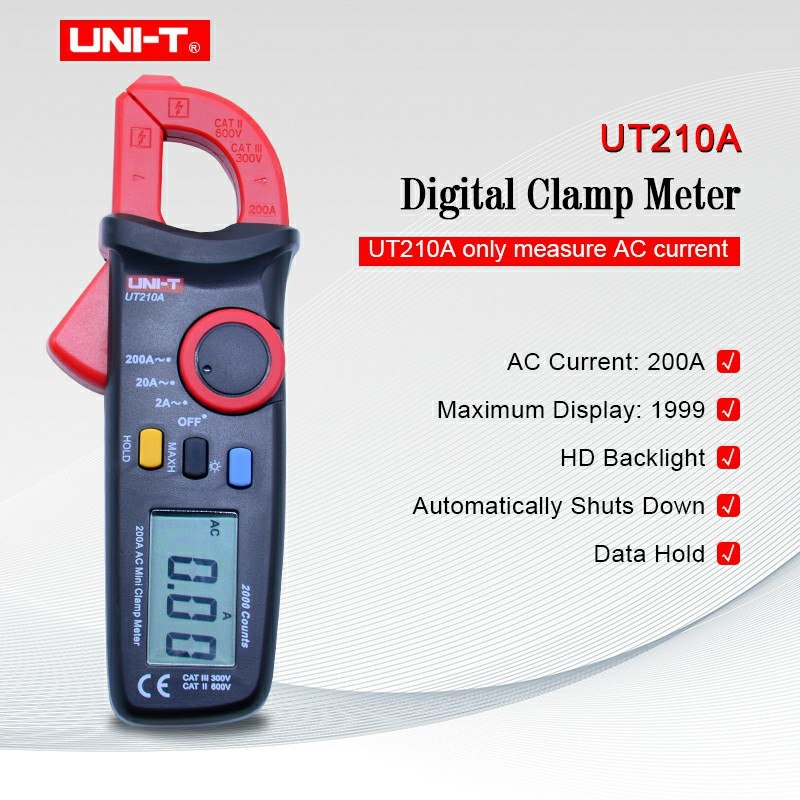 UNI-T UT210E/UT210D Mini Digital Clamp Meters AC/DC Current Voltage UNI ...