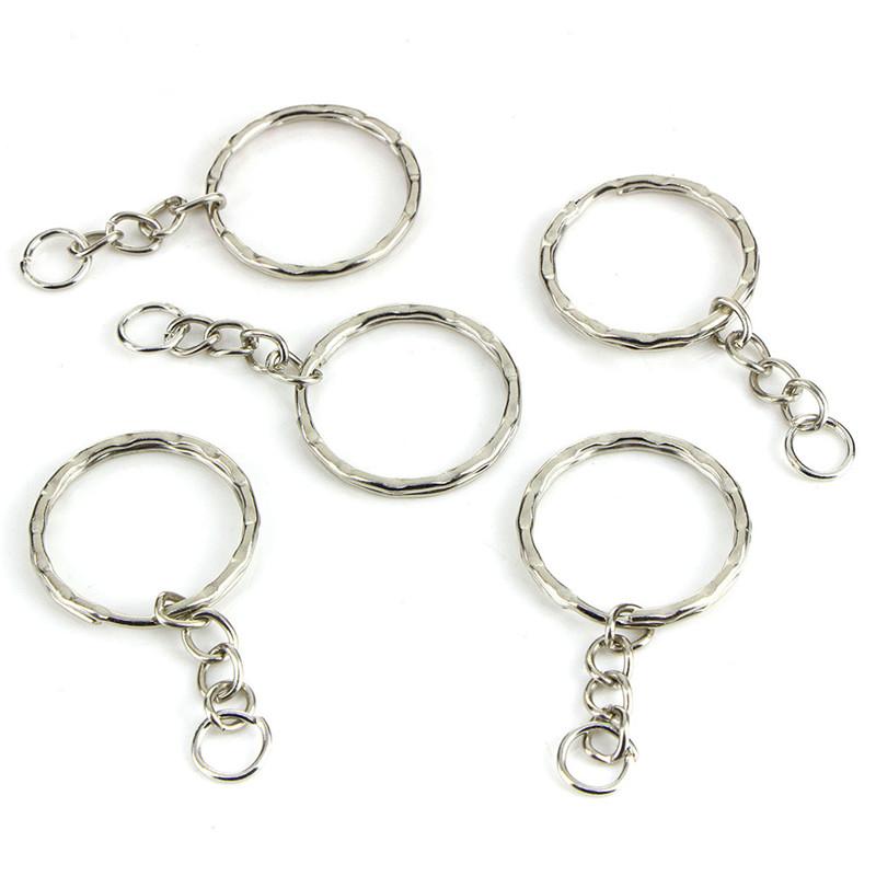 WORE 50PCS DIY 25mm Polished Silver Keyring Keychain Split Ring Short ...