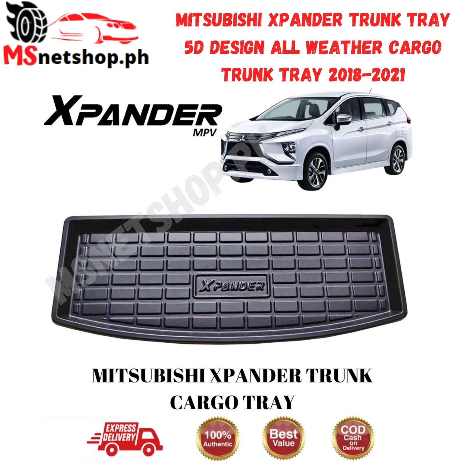 Mitsubishi Xpander Trunk Tray 5D Design All Weather Cargo Trunk Tray ...