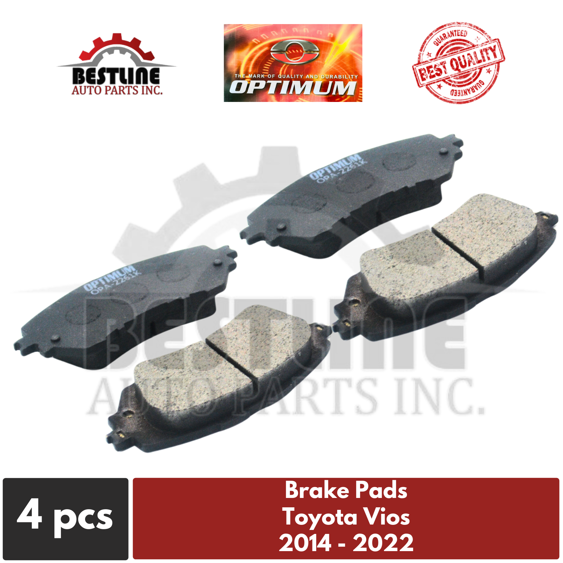 Brake Pad Disc Pad for Toyota Vios Third Fourth Generation 2014 to 2022 ...