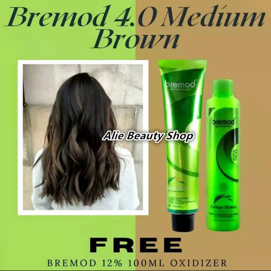 Bremod 4.0 + Bremod 12% 100ml Oxidizer FREE - Medium Brown Bremod Hair ...