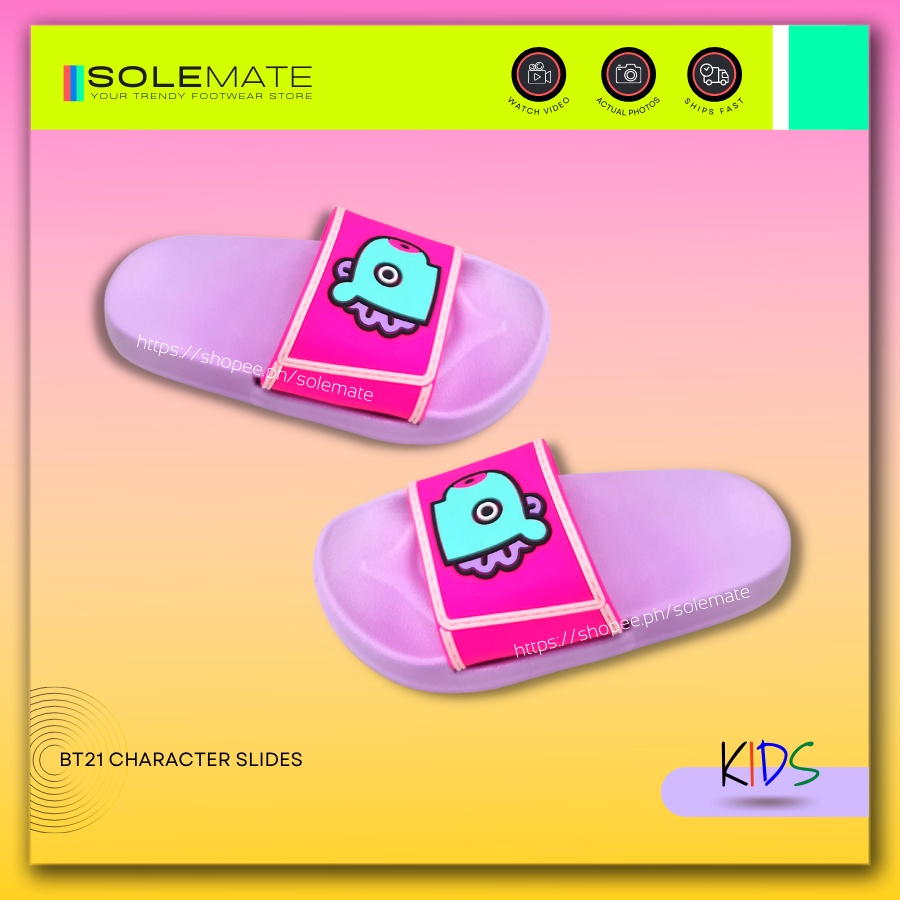 【KIDS 26-35】BT21 TATA RJ COOKY CHIMMY MANG SLIPPERS SLIDES | Lazada PH