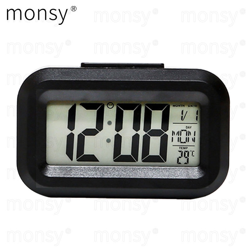 Clock Digital LED Display Table Alarm Clock Thermometer Calendar Time ...