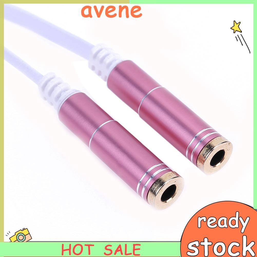2 In 1 Splitter 4 Pole 3.5mm Audio Earphone Headset to 2 Female Jack ...