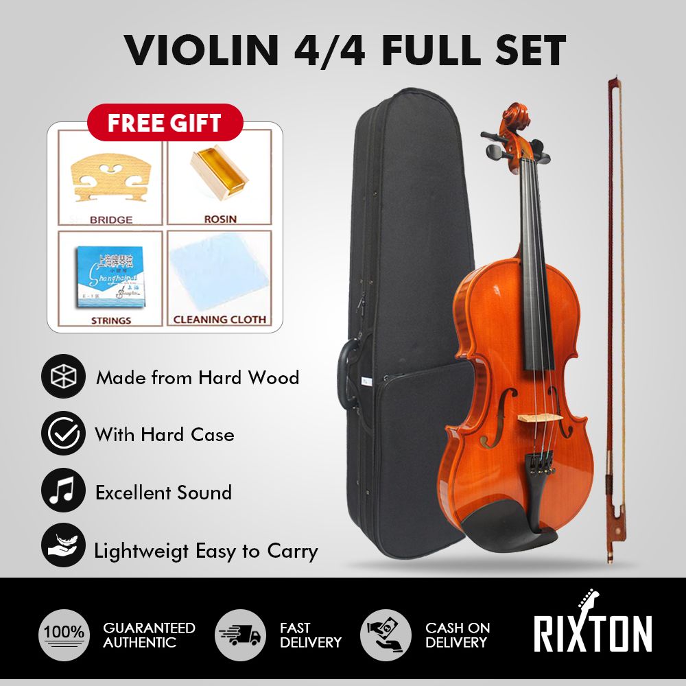 Rixton Professional Music Violin 4/4 Full Set of Rosin Free Packaging ...
