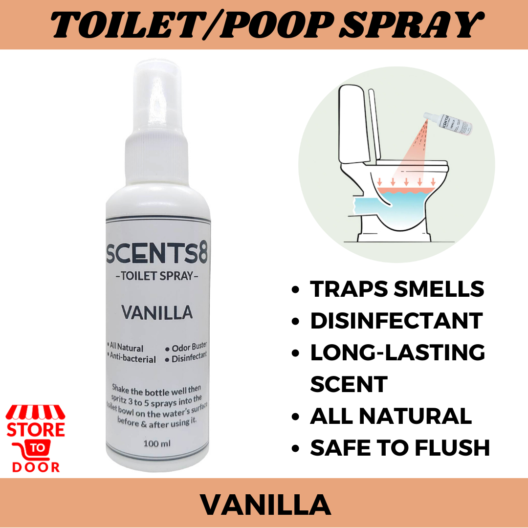 Toilet Spray Poop VANILLA Scents8 Poo Odor Deodorizer Disinfectant ...