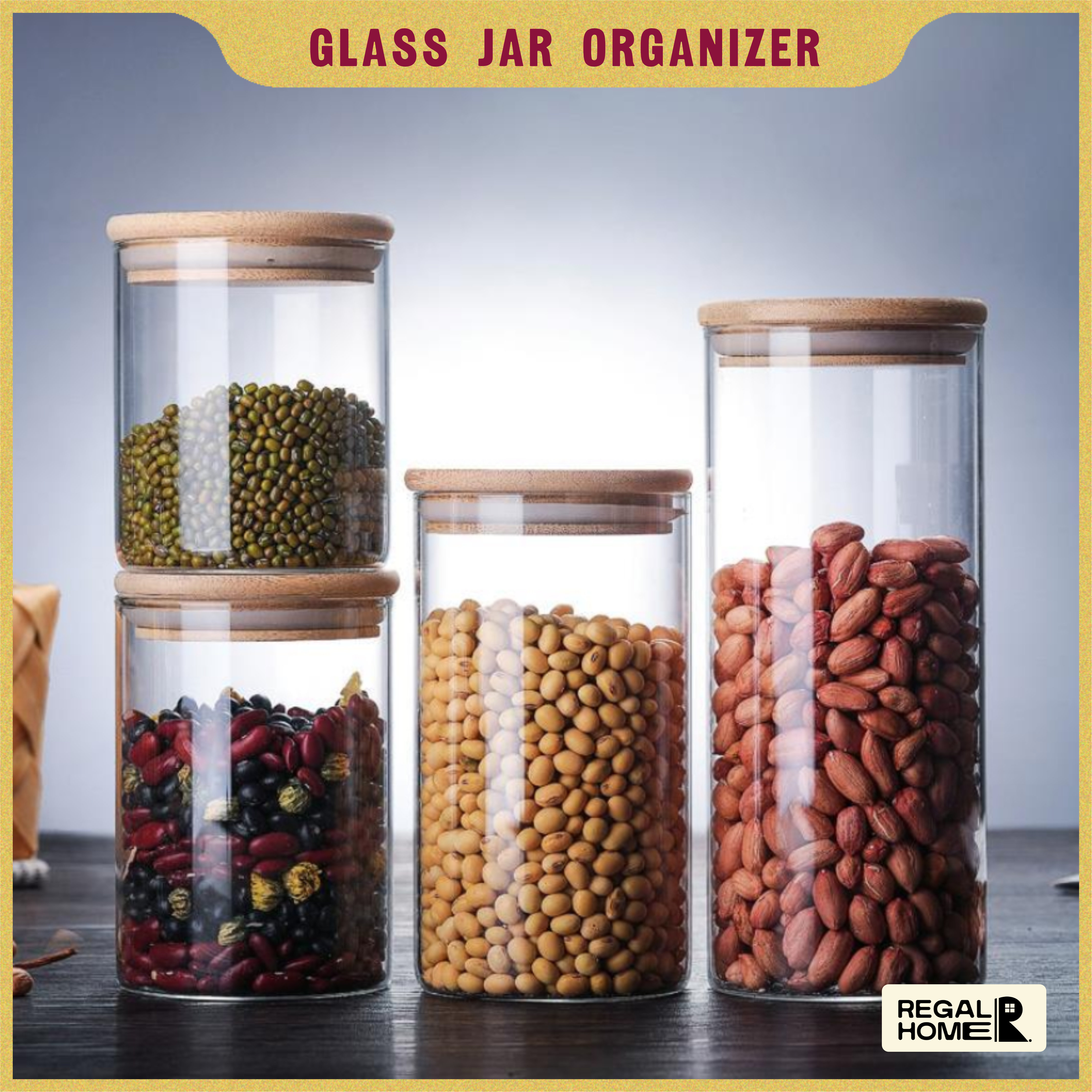 Spice Jar Wood Cap Glass Jar Beans Condiments Container Aesthetic ...