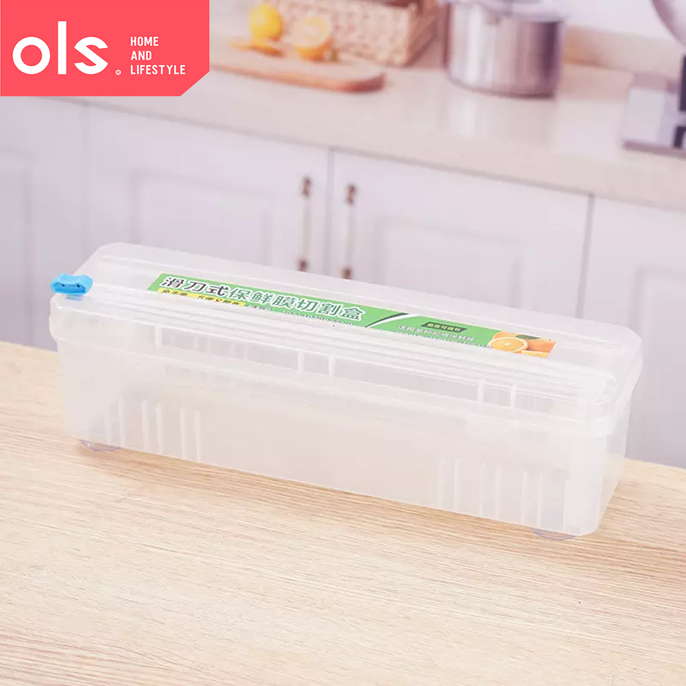 OLS Slide Cling Wrap Film Cutter Kitchen Tools Cling Film Cutting Box ...