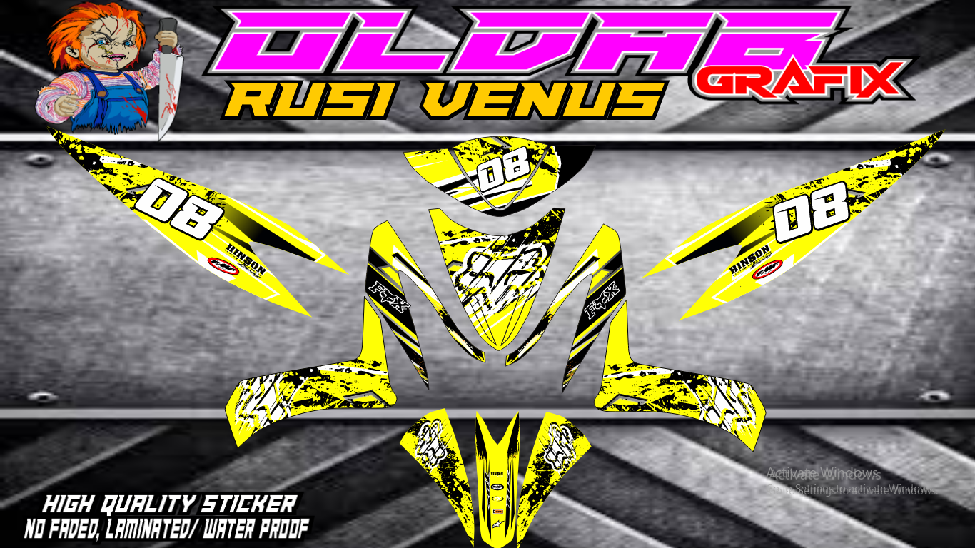 RUSI VENUS STICKER DECALS, YELLOW- 089 | Lazada PH