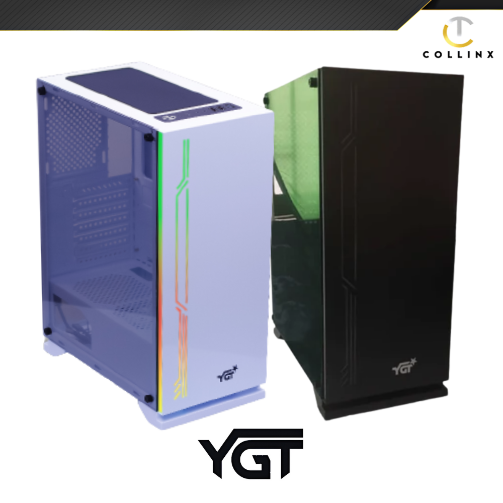 YGT ATX D02 Case | White Black | Tempered Glass ATX/Micro-ATX/Mini-ITX ...
