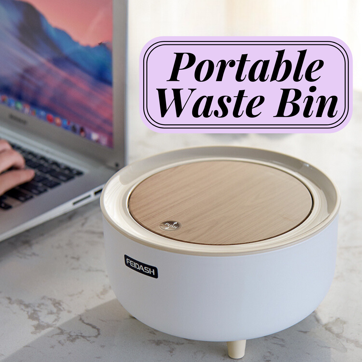 Minimalist High Leg Desktop Mini Trash Can with Press Cover Bedroom ...