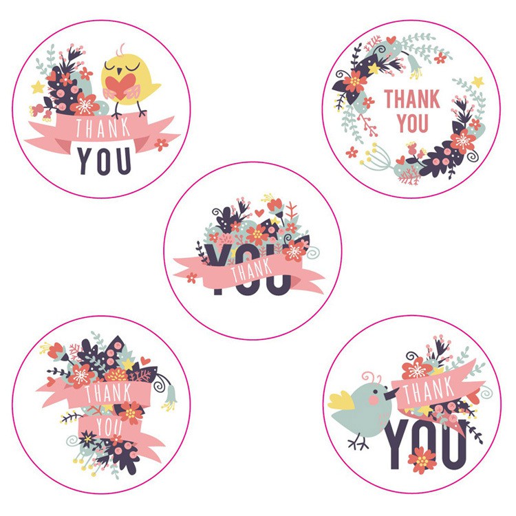 PRIME 1Roll 500pcs Thanks regards Flower Round Seal Sticker Tags ...