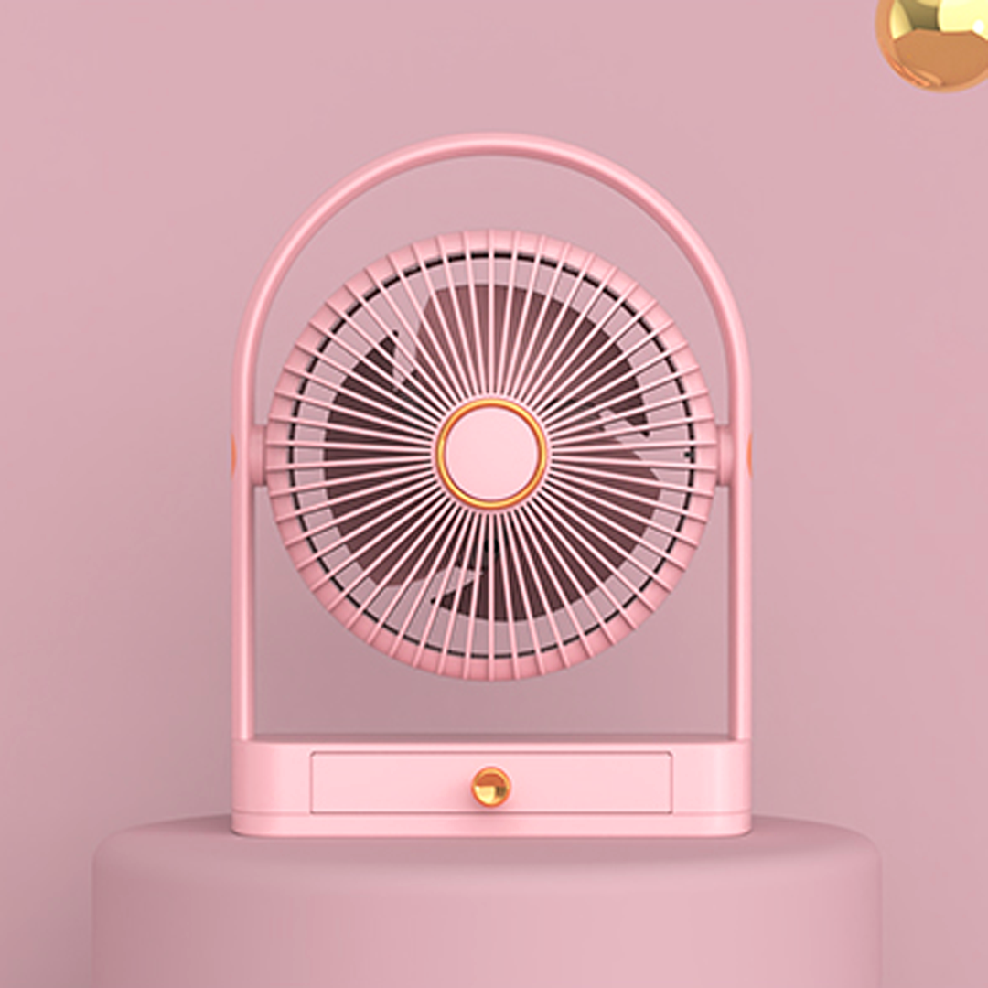 NSS Desk Mini Fan with Drawer Table Fan 3 Speed Portable Small Electric ...
