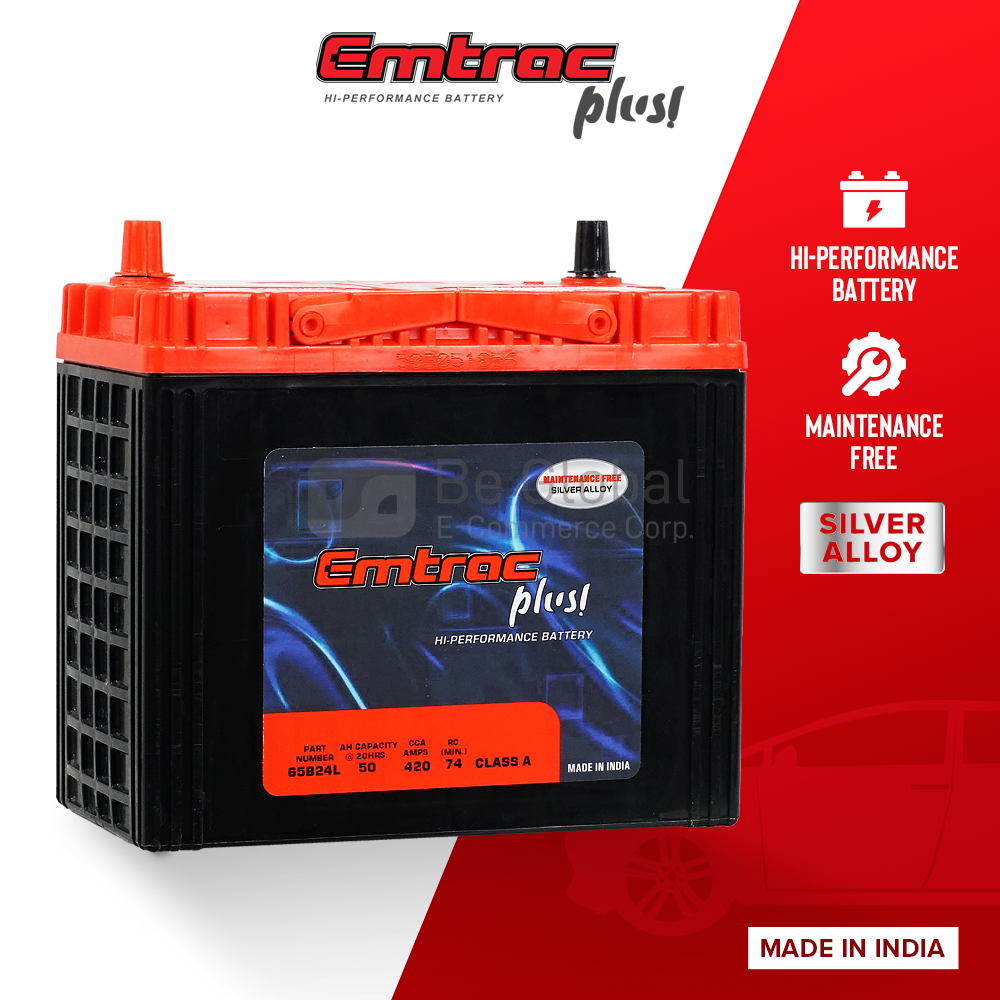 Emtrac Plus! - B24/NS60 Automotive Car Battery (Chrome, Titanium and ...