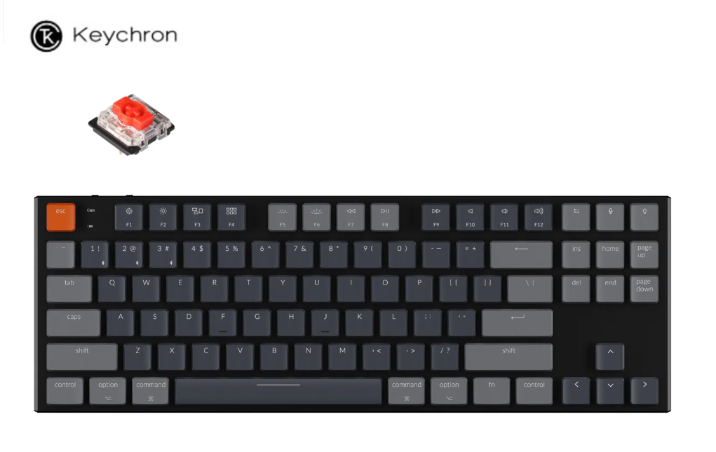 Keychron K1 Ultra-Thin RGB Wireless Bluetooth/USB Wired TKL Mechanical ...