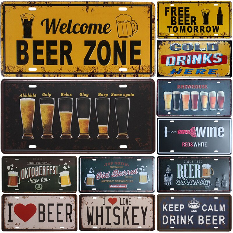 Beer Group Plate Metal Plate Car Number Tin Sign Bar Pub Cafe Home ...