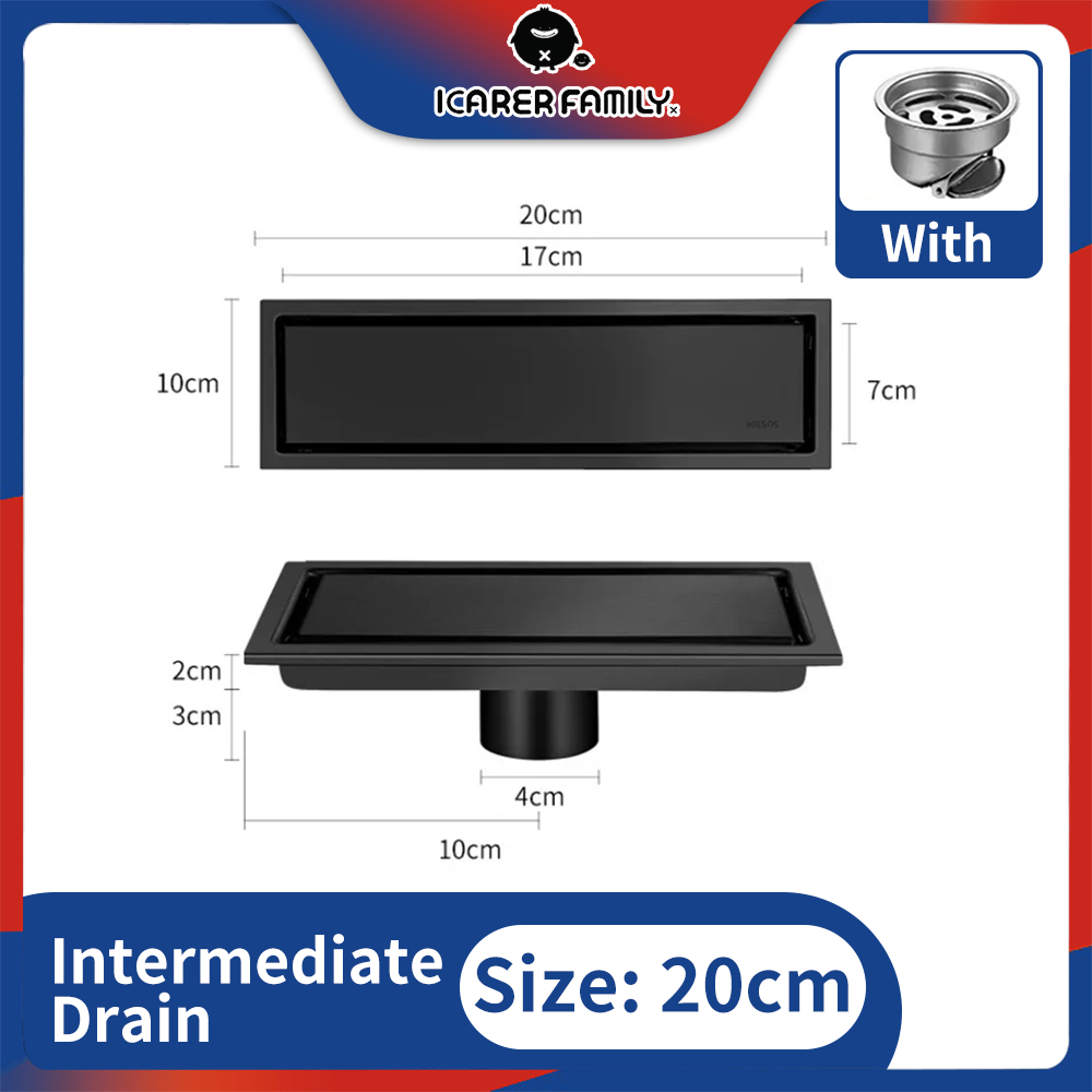 Long Rectangular Floor Drain Shower Drainer with Cover Traps Bathroom ...