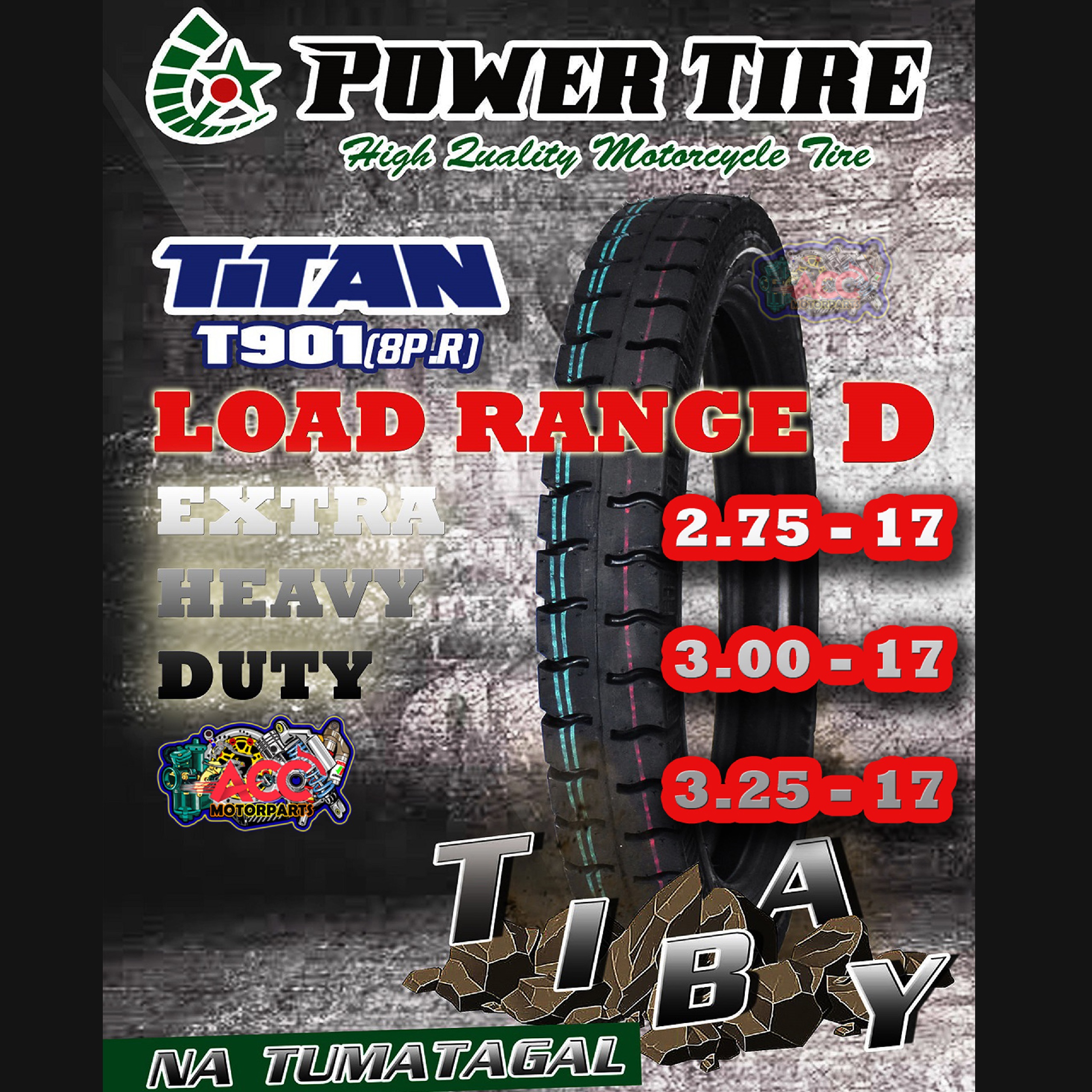 Power Tire Titan T901 Extra Heavy Duty Motorcycle Tire 2.75-17, 3.00-17 ...