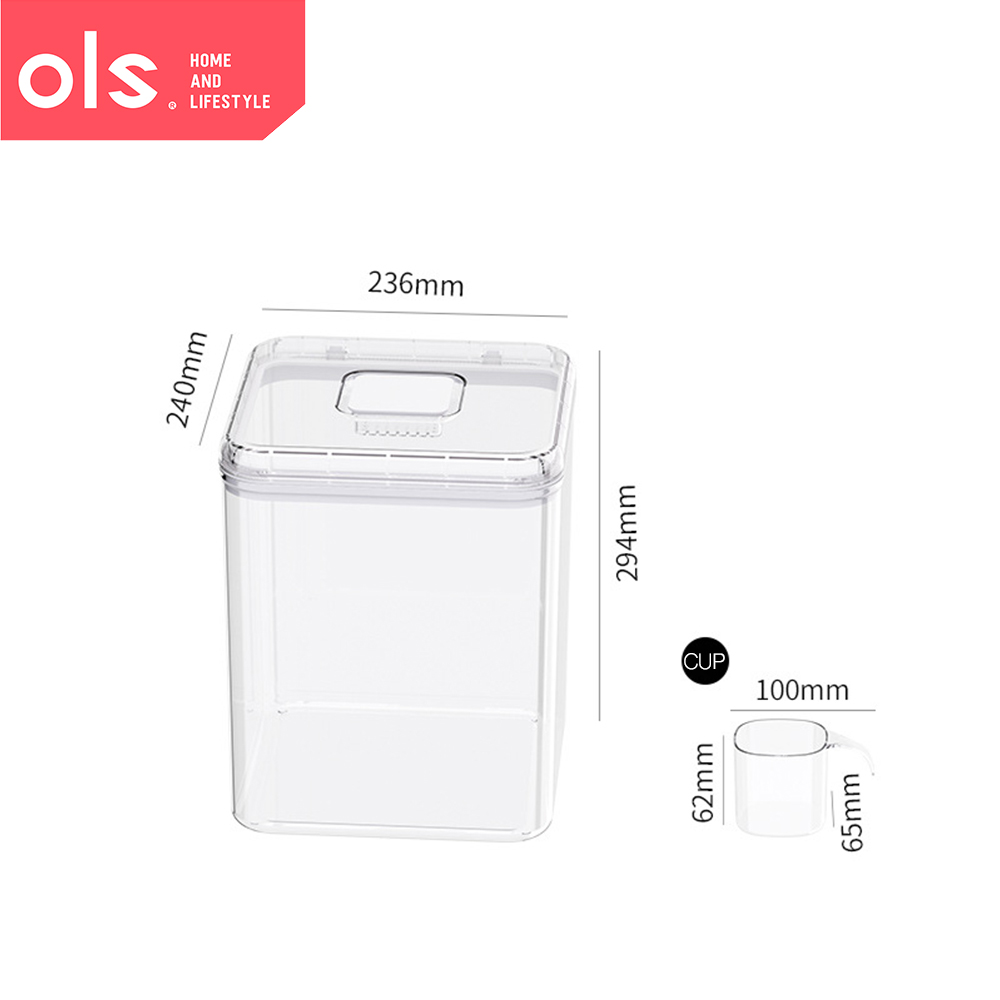 OLS Acrylic Large Capacity Airtight Dry Food Container Transparent ...