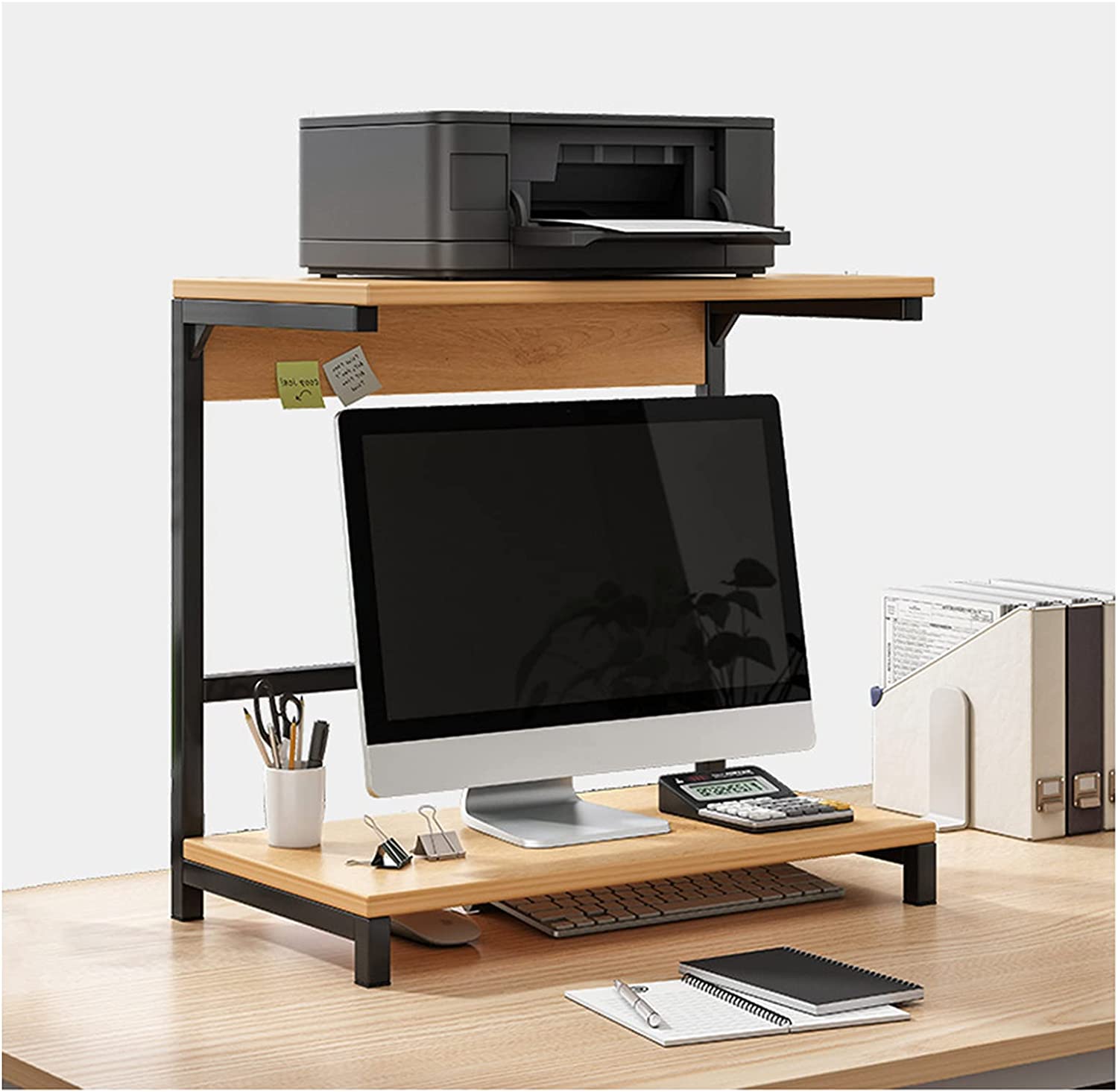 Uniono Computer Monitor Stand Stand Rack Wooden Monitor Stand Black Two ...