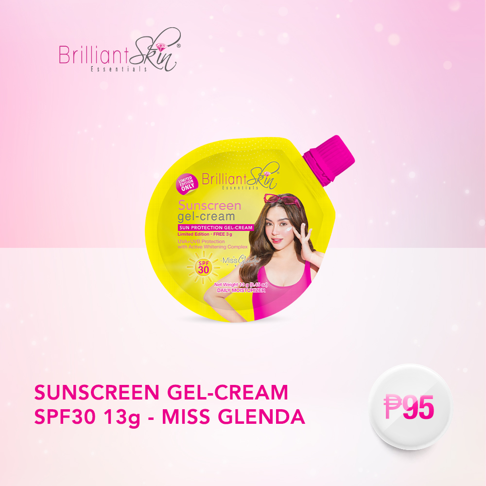 BRILLIANT SKIN ESSENTIAL SUNSCREEN GEL CREAM 13G MISS GLENDA / ALDEN RICHARDS LIMMITED EDITION ...