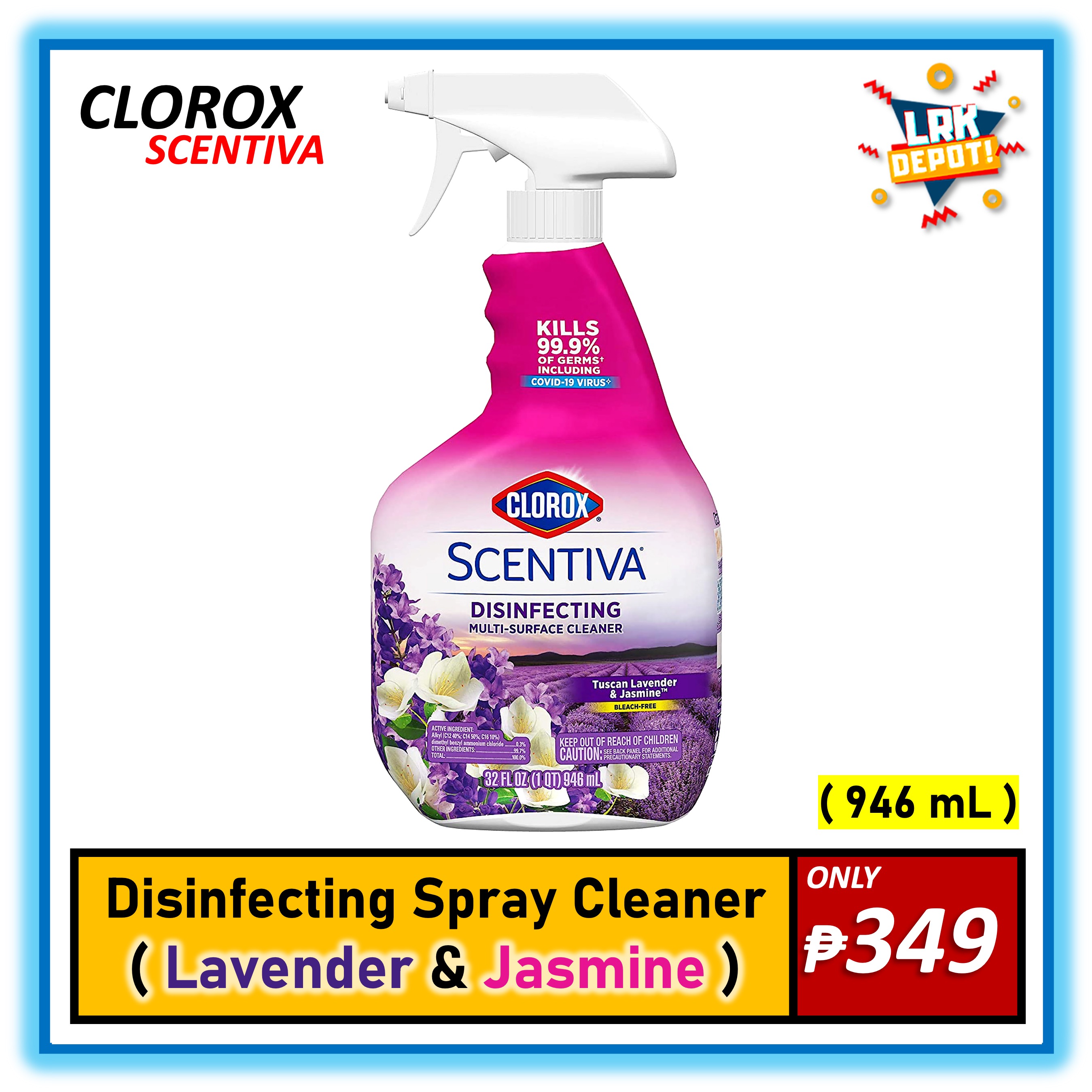 CLOROX Scentiva (Lavender & Jasmine) Disinfecting Multi-surface Spray ...