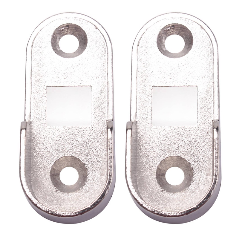 5X Oval Wardrobe Hanging Rail Rod End Bracket Support Silver Tone Pair ...