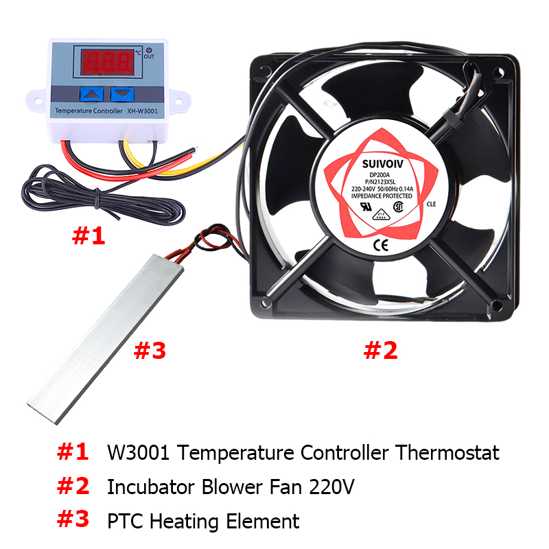 2 IN 1 Incubator Kit Set (W3001 Temperature Controller Thermostat+ 220V ...