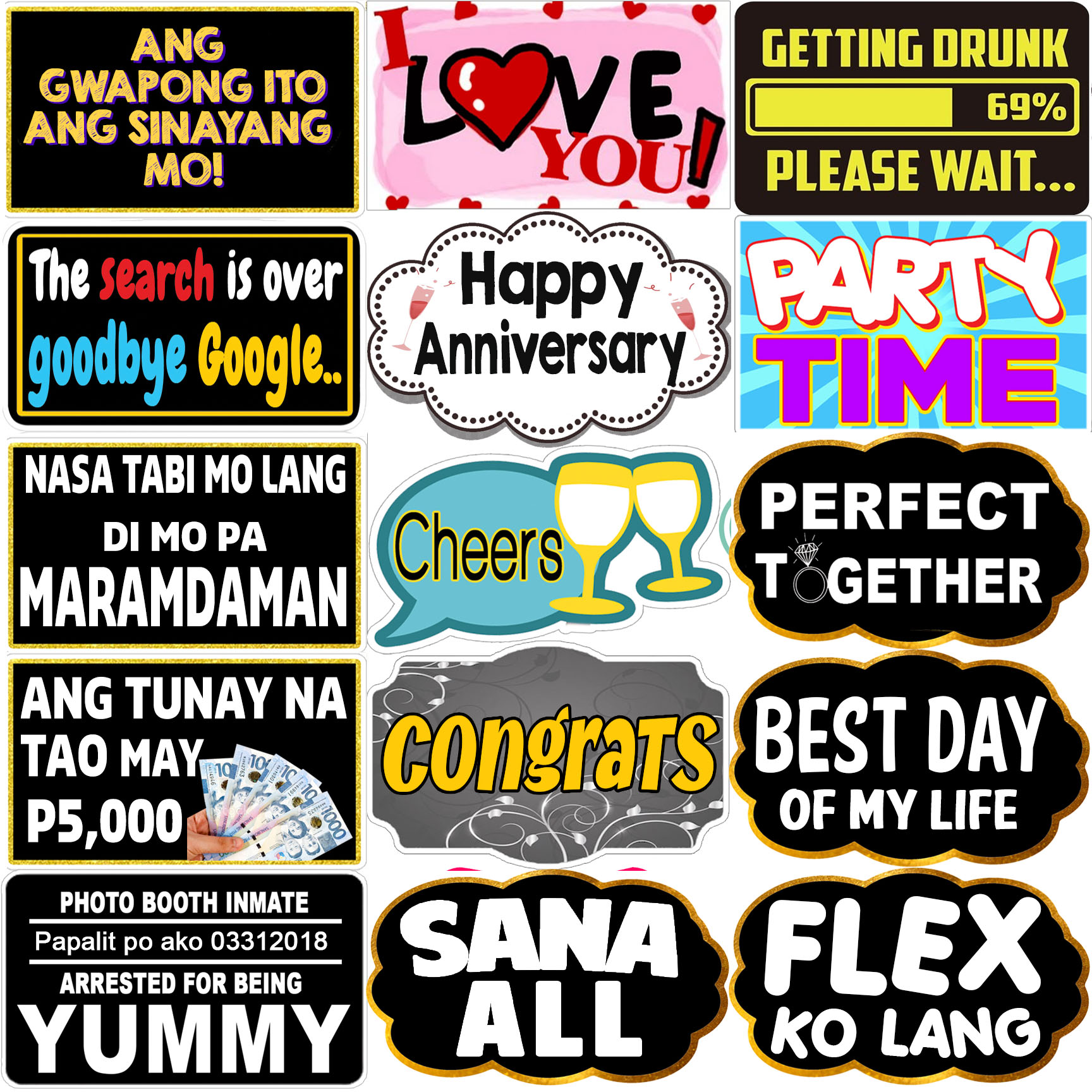 photobooth props callout 15pcs set 1.5 mm sintraboard | Lazada PH