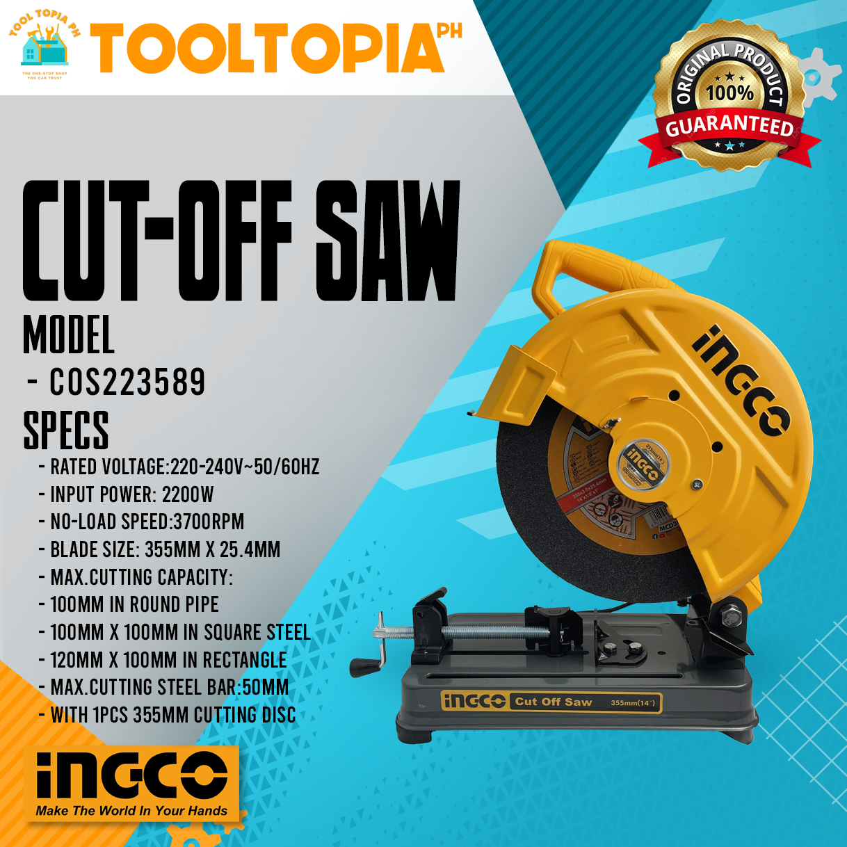 INGCO Cut-Off Saw COS223558 High Quality Brands ♦Tool Topia PH♦ | Lazada PH