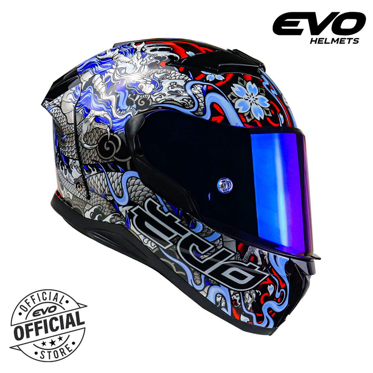 EVO XT-300 Yakuza Full Face Dual Visor Helmet With Free Clear Lens ...
