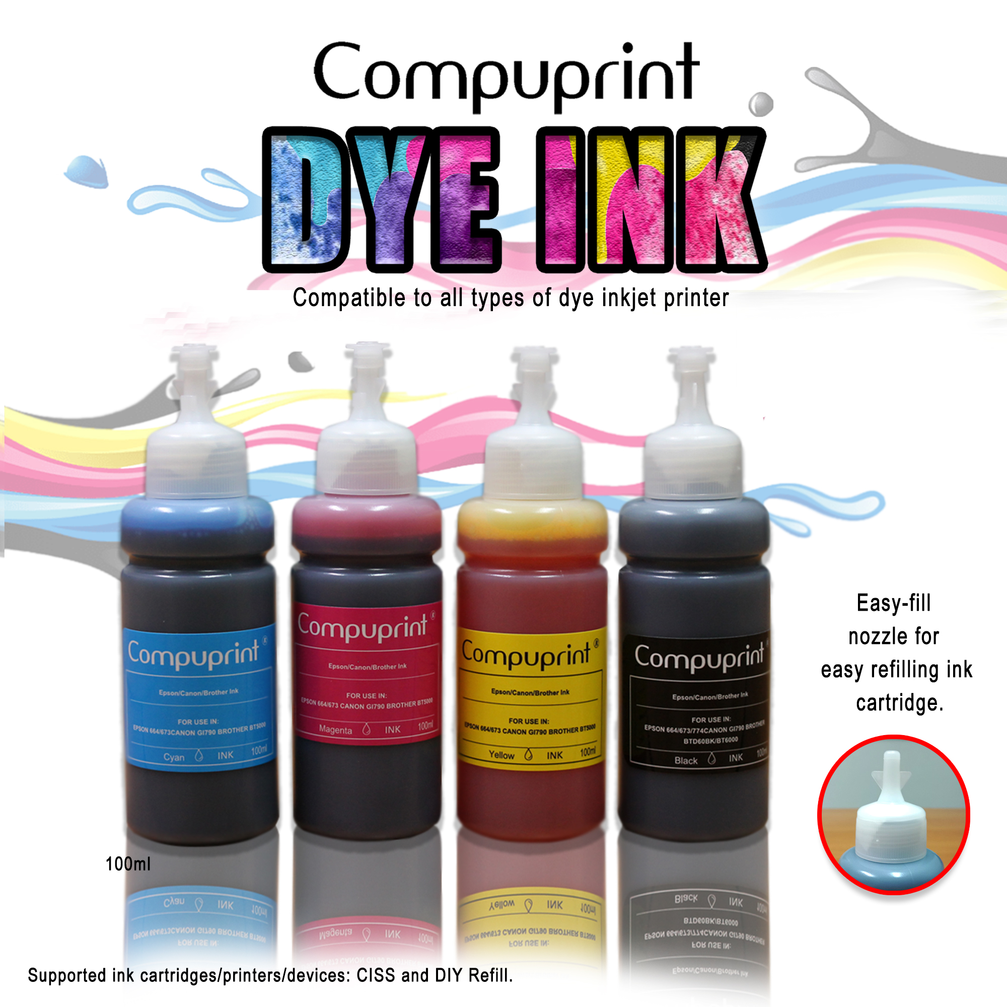 Compuprint Premium Inkjet Dye Ink Universal Ink Continuous ink CISS and ...