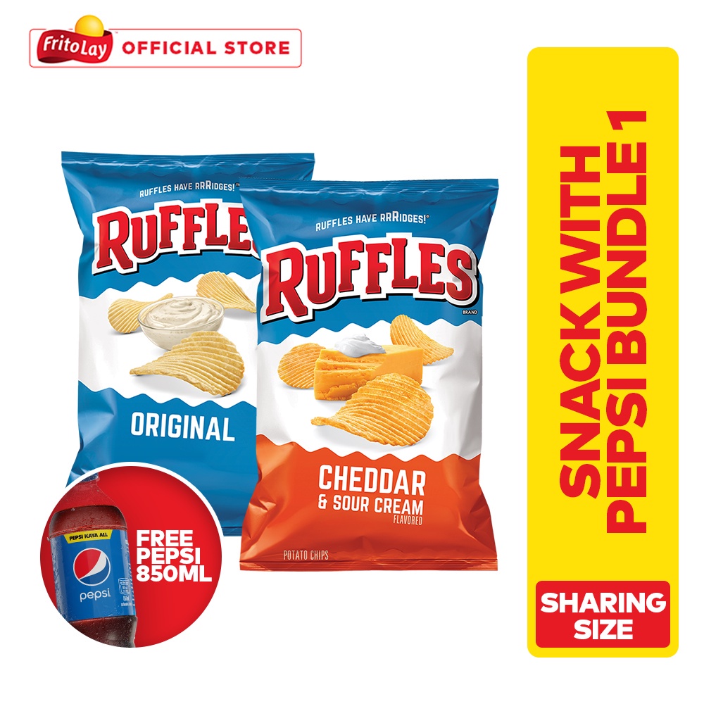 【new】 Ruffles Cheddar Sour Cream + Ruffles Original Potato Chips 6.5oz ...