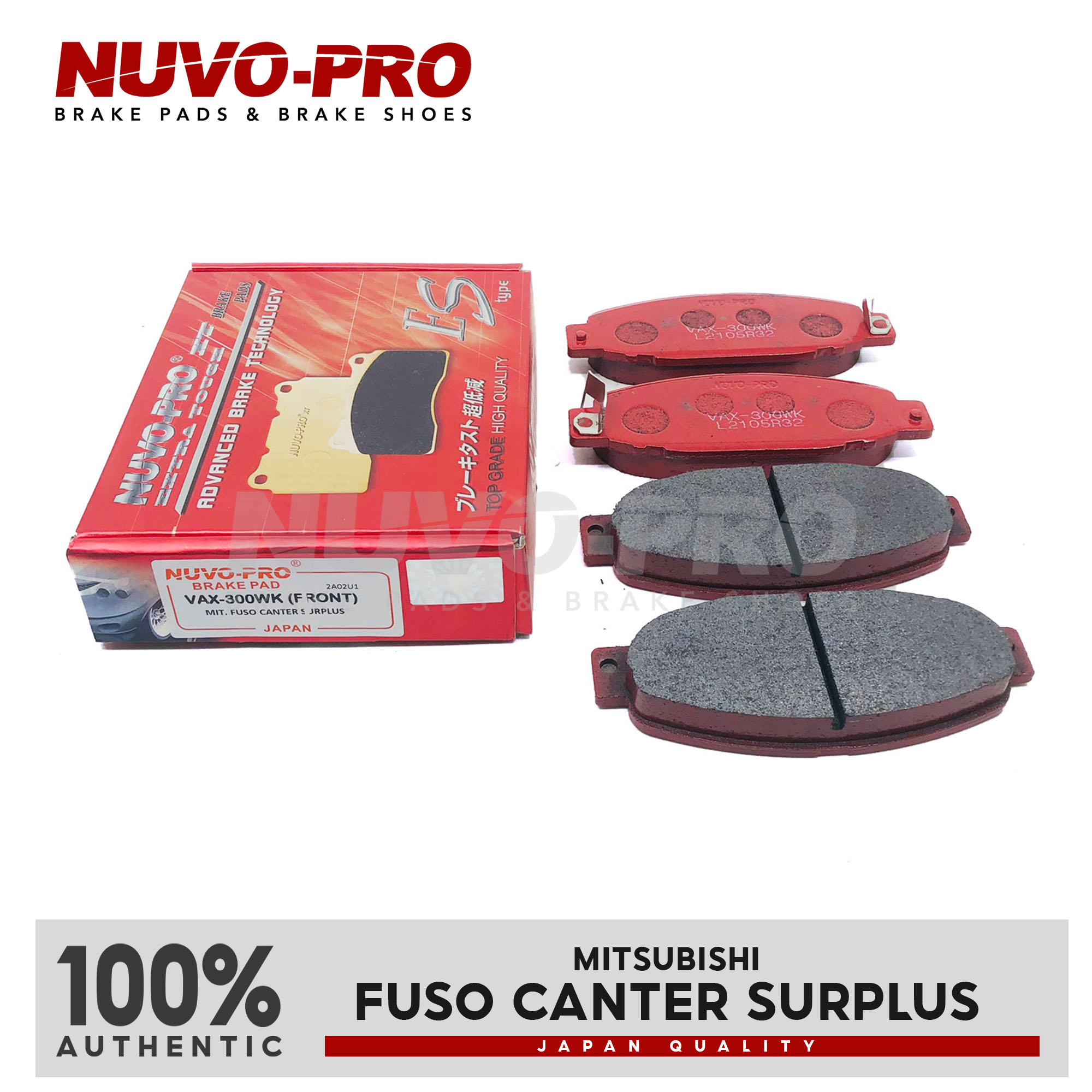 Nuvo-Pro Brake Pad Front Mitsubishi Fuso Canter Surplus VAX-300WK SET ...