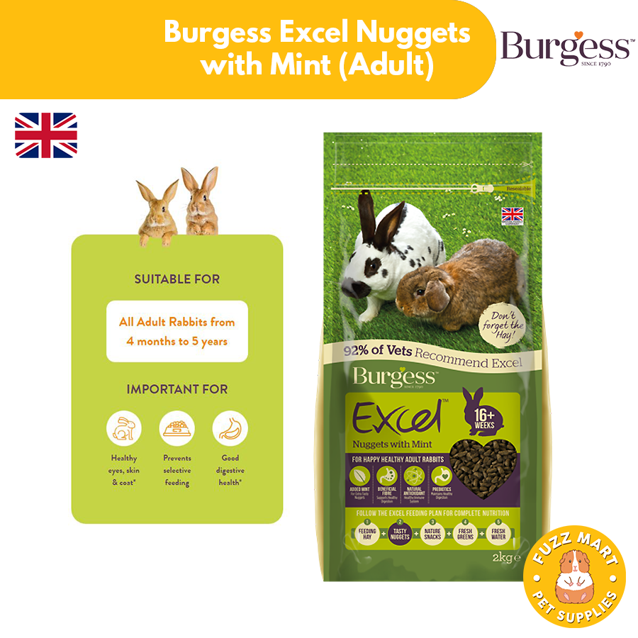 Burgess Excel Rabbit Nuggets Pellets (7 variants available) 500g/1.5kg ...