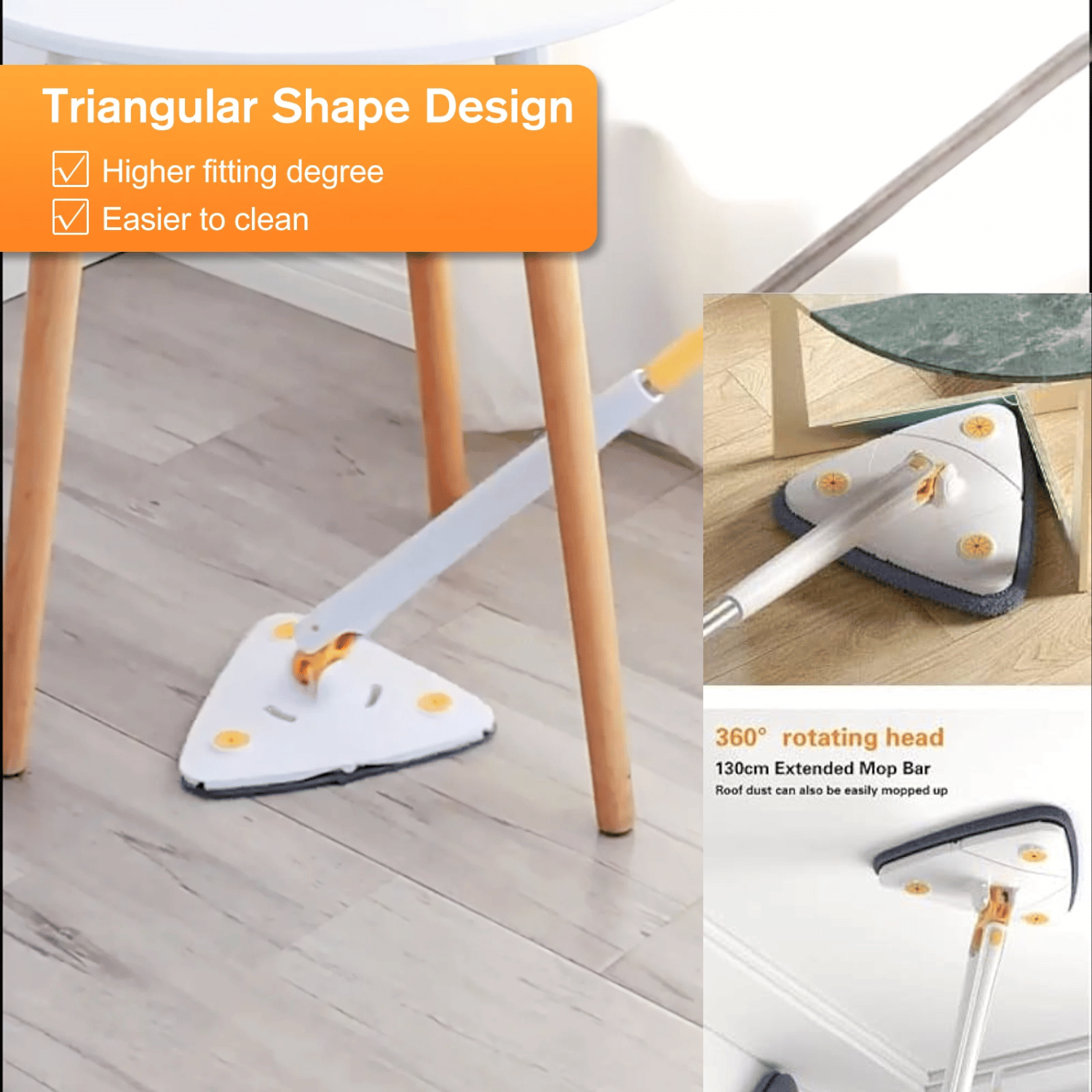AVINAS 360 Degree Triangle Mop For Rotary Telescopic Floor Glass ...