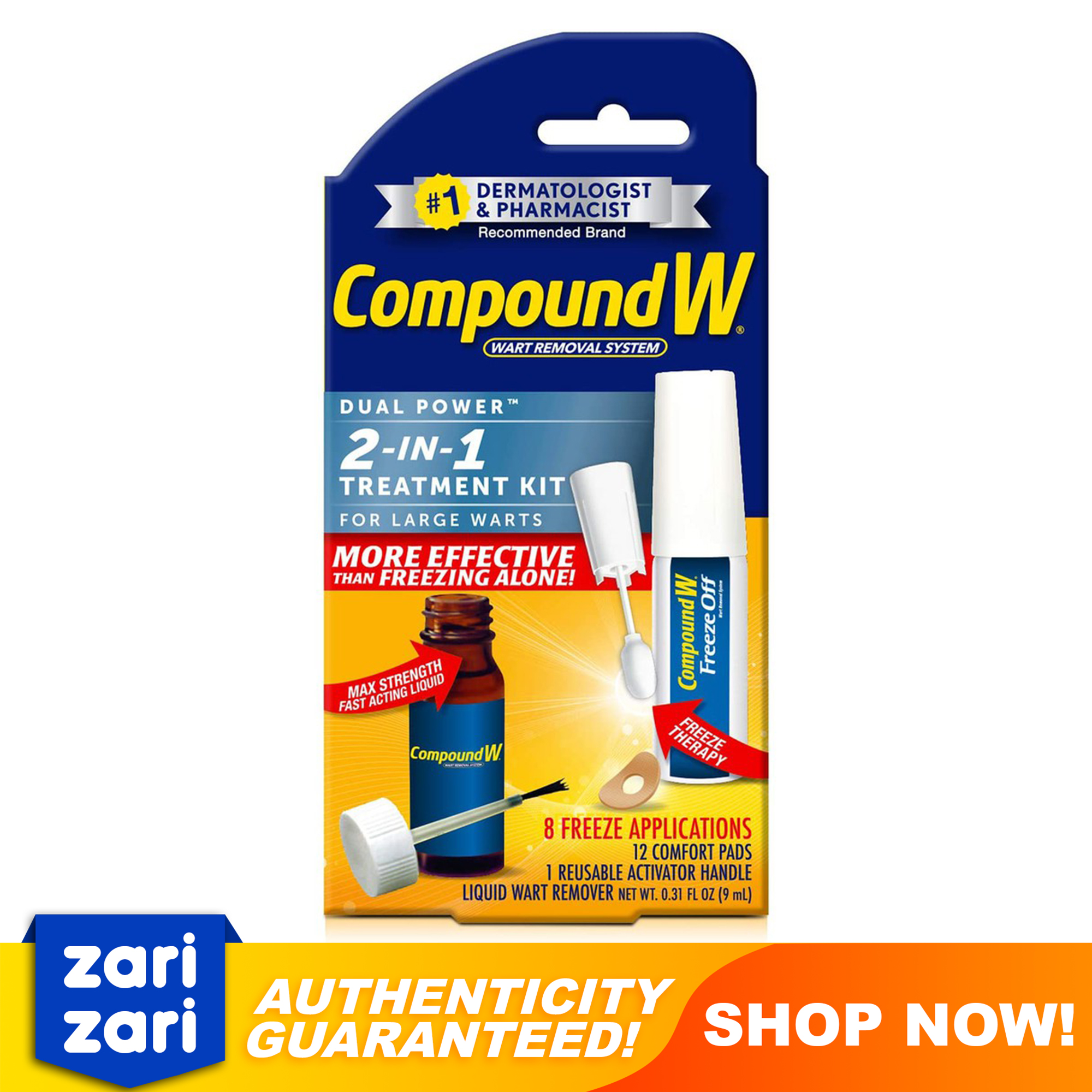 Compound W Dual Power 2-in-1 Treatment Kit for Large Warts, Freeze Off ...