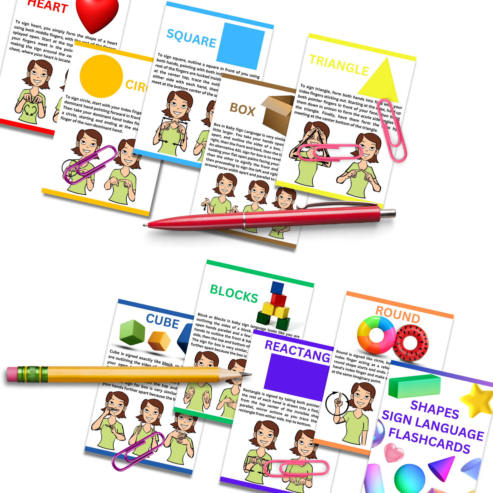 SHAPES SIGN LANGUAGE FLASHCARDS, ASL , AMERICAN SIGN LANGUAG FLASH ...