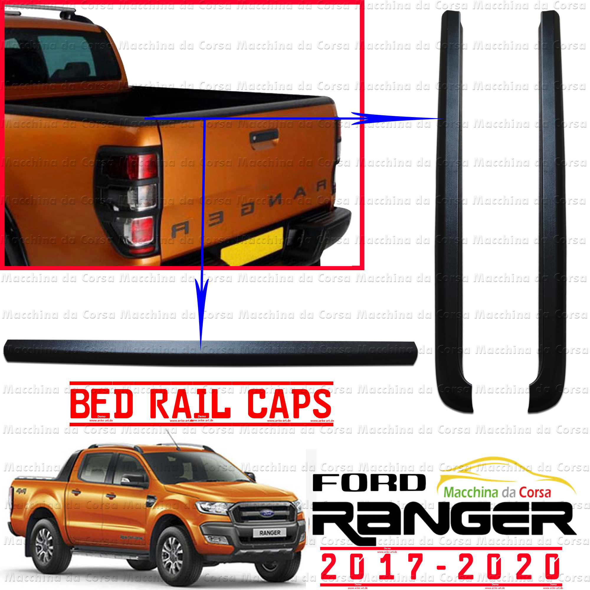 Ford Ranger 2012-2020 Rail Caps / Rail Guard / Rail Liner for XLT wild ...