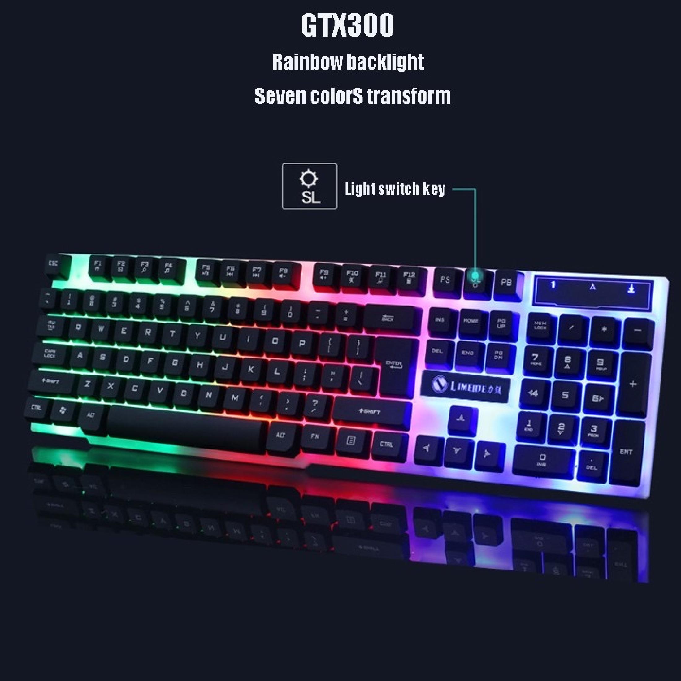 Limeide GTX300 Colorful LED Backlight Ergonomic Mechanical Gaming ...