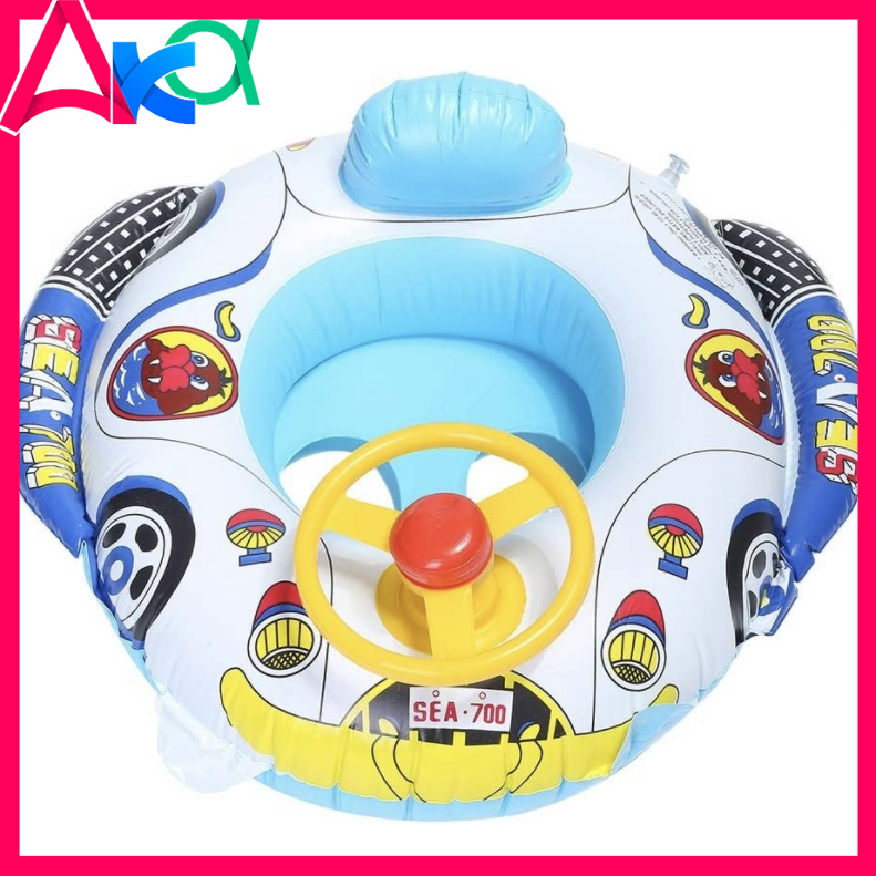 Cute cartoon inflatable pool float,kids swimming ring with seat,boat ...