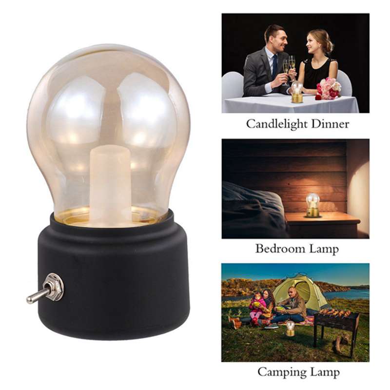 Retro light bulb LED Rechargeable Night Light,Mini Desk Table Decor ...