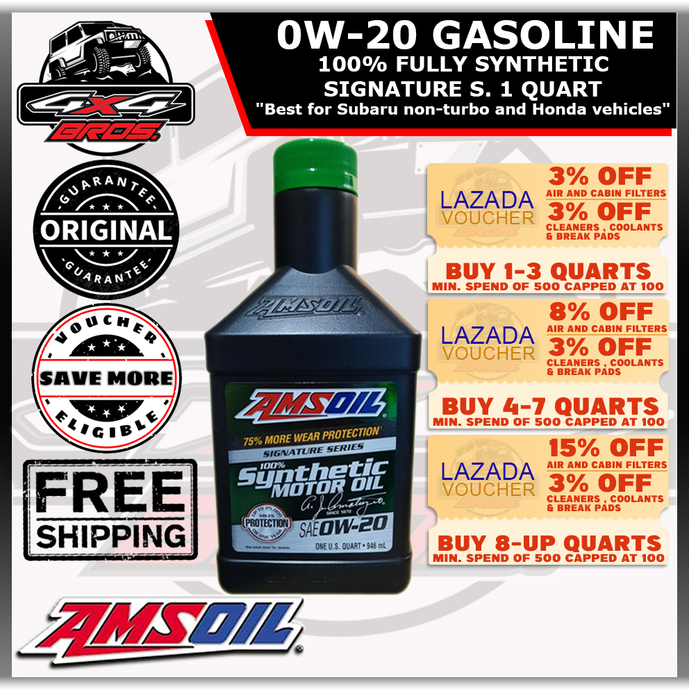 AMSOIL 0W20 SIGNATURE SERIES FULLY SYNTHETIC MOTOR OIL W/ FREEBIE ...
