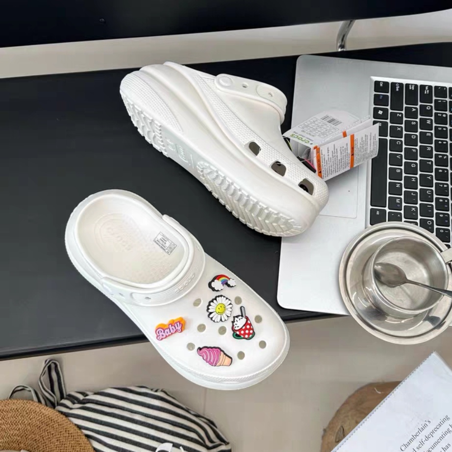 Crocs Clogs Chunky shoes Flat Sandals for Women 2 Inches Pink Shoes ...