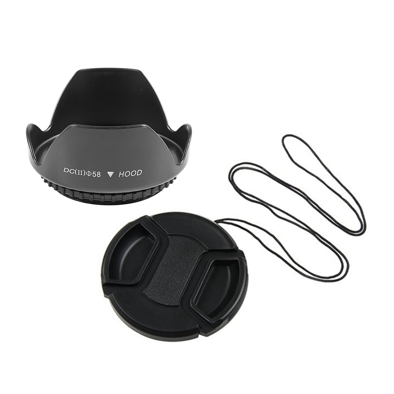 58mm Lens Cap Cover for Canon Rebel XTi XSi XS T1i T2i & DC-SN HOOD ...